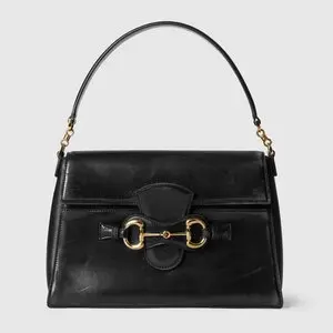 Gucci Horsebit Duomo Medium Top Handle Bag In Leather - Black