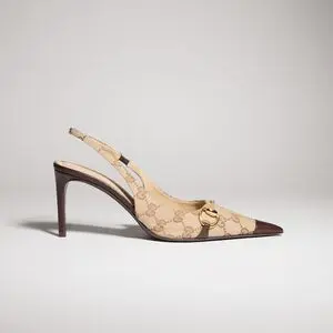 Gucci Donna Gg Canvas Slingback Pumps - Beige
