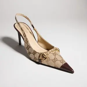 Gucci Donna Gg Canvas Slingback Pumps - Beige