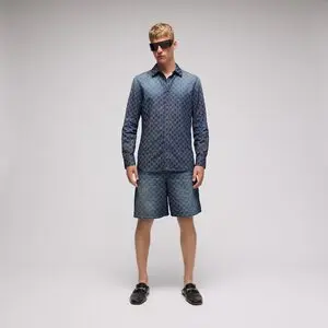 Gucci Gg Chambray Cotton Denim Shorts