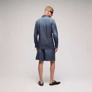 Gucci Gg Chambray Cotton Denim Shorts