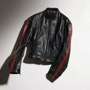 Gucci Leather Biker Jacket With Web