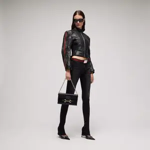 Gucci Leather Biker Jacket With Web Detail