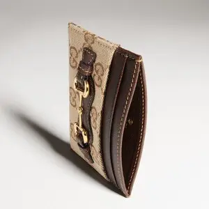 Gucci Card Case With Horsebit Gg Canvas