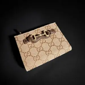 Gucci Small Wallet With Horsebit Gg Canvas