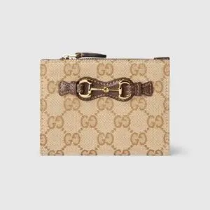 Gucci Small Wallet With Horsebit Gg Canvas - Beige