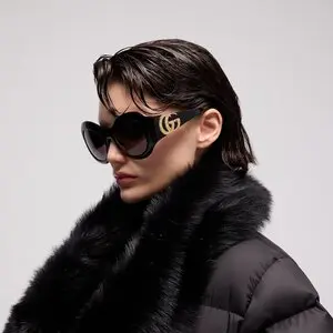 Gucci Acetate Oversized Sunglasses With Double G Detail