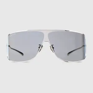 Gucci Mask Frame Sunglasses With Embossed Logo - Silver