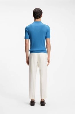 BOSS Silk Knit Polo With Ribbed Texture