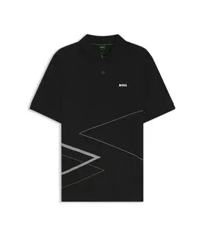 BOSS Pima Cotton Polo Shirt With Placed Print - Black