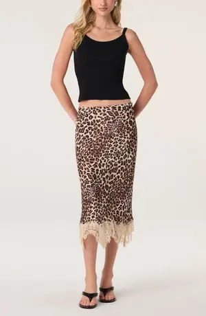 Astr The Label Eilinna Lace Trim Midi Skirt
