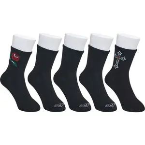 Ed Hardy Cross And Rose Print Mid Crew Socks 5 Pack - Black