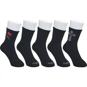 Ed Hardy Ed Hardy Printed Cross And Rose Embroidered Crew Socks 5-Pack Black