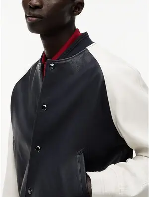 Tommy Hilfiger Colorblock Leather Varsity Bomber Jacket