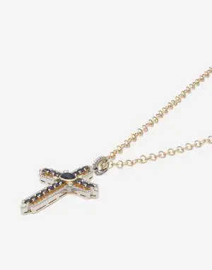 Dolce & Gabbana 18k And White Gold Sapphire And Diamond Cross Pendant Necklace