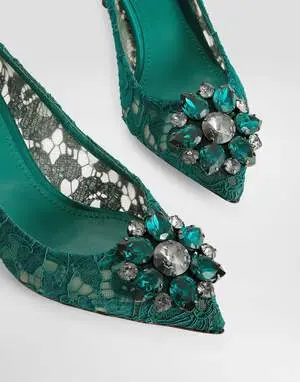 Dolce & Gabbana Lace Pumps With Brooch Detailing - Green