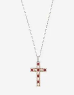 Dolce & Gabbana 18 Kt And White Gold Cross Pendant Necklace