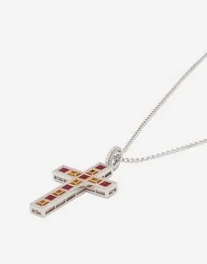 Dolce & Gabbana 18 Kt And White Gold Cross Pendant Necklace