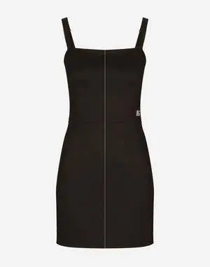Dolce & Gabbana Short Milano Rib Dress With Dg Logo - Black
