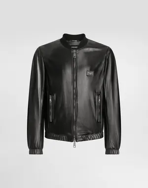 Dolce & Gabbana Leather Jacket With Branded Tag