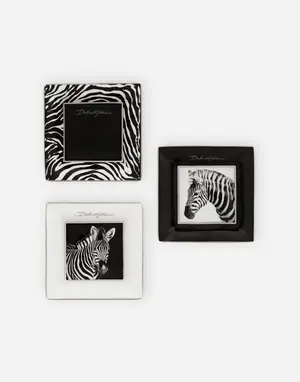 Dolce & Gabbana Set Of 3 Porcelain Trinket Trays With Zebra Motif