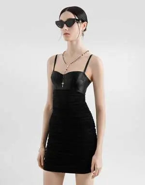 Dolce & Gabbana Short Organzine Corset Dress With Draping