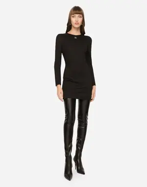 Dolce & Gabbana Milano Rib Knit Long Sleeve Mini Dress