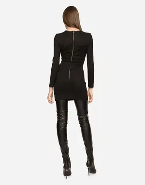 Dolce & Gabbana Milano Rib Knit Long Sleeve Mini Dress