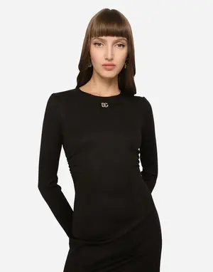 Dolce & Gabbana Milano Rib Knit Long Sleeve Mini Dress
