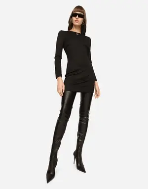 Dolce & Gabbana Milano Rib Knit Long Sleeve Mini Dress