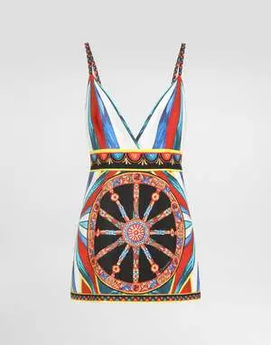 Dolce & Gabbana Carretto-print Fabric Short Dress - Multicolor