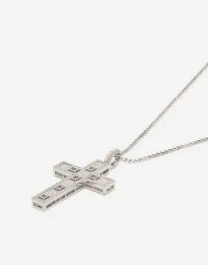 Dolce & Gabbana 18 Kt Gold Diamond Cross Pendant Necklace