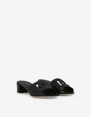 Dolce & Gabbana Calfskin Sliders With Dg Logo - Black