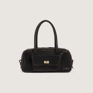 Sandro Ezmehralda Leather Bowling Bag - Brown