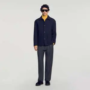 Sandro Wool Worker Jacket - Midnight Blue