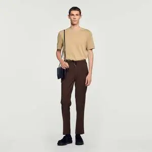Sandro Elasticated Wool Trousers - Tabac Fonce