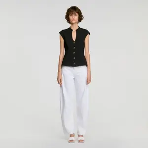 Sandro Buttoned Peplum Top