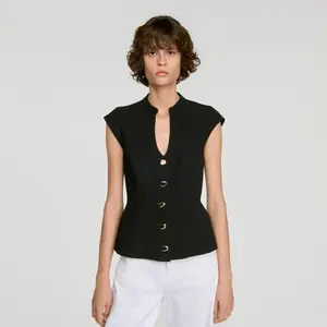 Sandro Buttoned Peplum Top