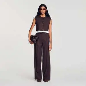 Sandro 2-in-1 Wool Crop Top - Light Brown