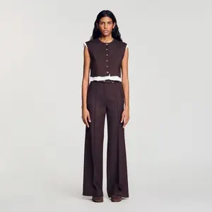 Sandro 2-in-1 Wool Crop Top With Contrasting Details