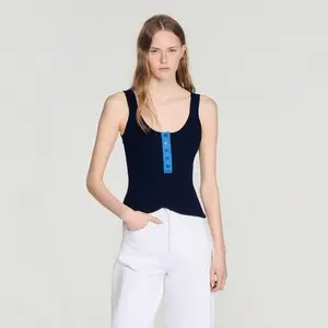 Sandro Contrast Button Vest Top