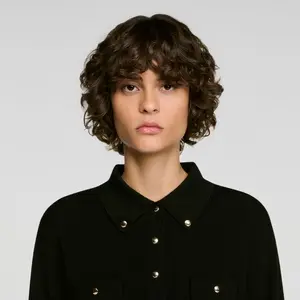 Sandro Wool Cardigan With Metal Buttons And Patch Pockets - Black