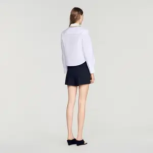 Sandro Cropped Jewel Collar Shirt