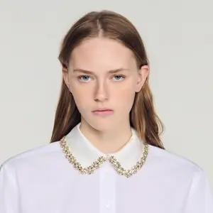 Sandro Cropped Jewel Collar Shirt