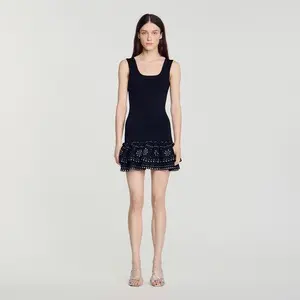 Sandro Short Knit Dress With Studs