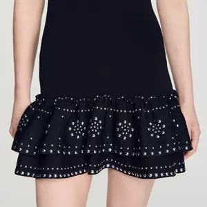Sandro Short Knit Dress With Studs
