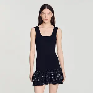 Sandro Short Knit Dress With Studs