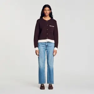 Sandro Cardigan With Contrast Lace
