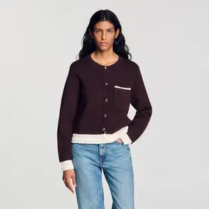 Sandro Cardigan With Contrast Lace