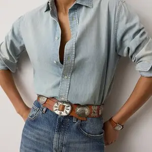 Ralph Lauren Cast Concho Leather Belt - Brown